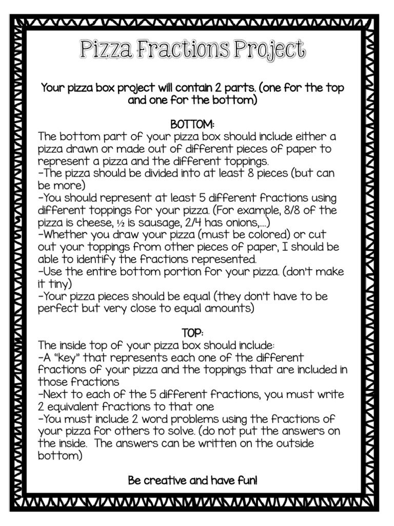 Pizza Fractions Project Directions | PDF