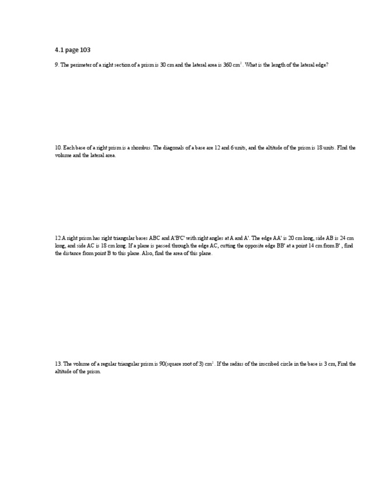 Surface Area and Volume of Rhombus Prism | PDF | Teaching Methods ...