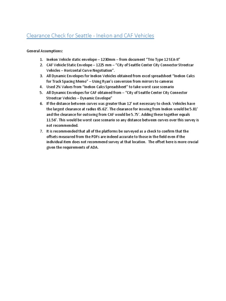 Draft Vehicle Clearance Check First Hill | PDF | Tram | Tram Transport