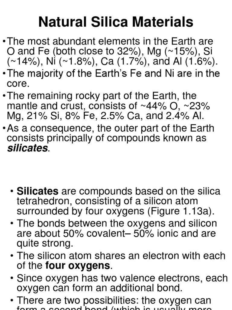Natural Silica Materials: Silicates | PDF | Silicate | Silicon