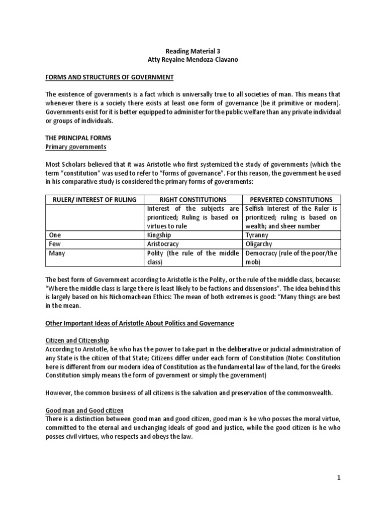 Forms and Structures of Government | PDF | Parliamentary System | World ...