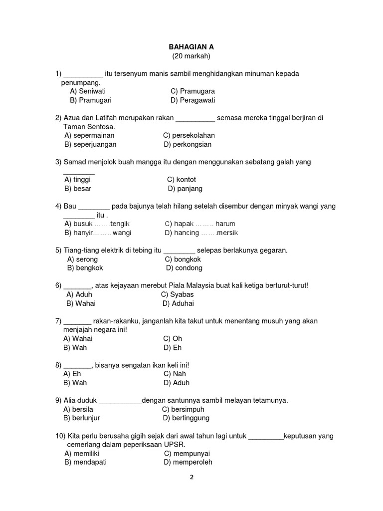 BM Ujian 1 KSSM Tingkatan 1 | PDF