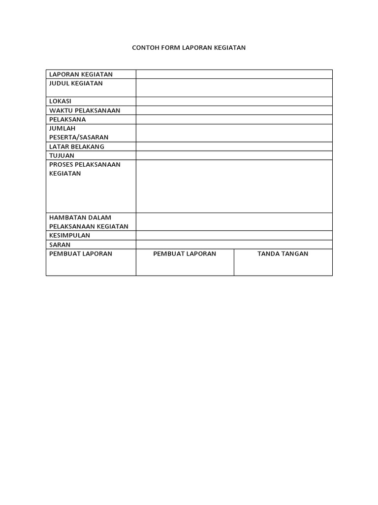 Contoh Form Laporan Kegiatan | PDF