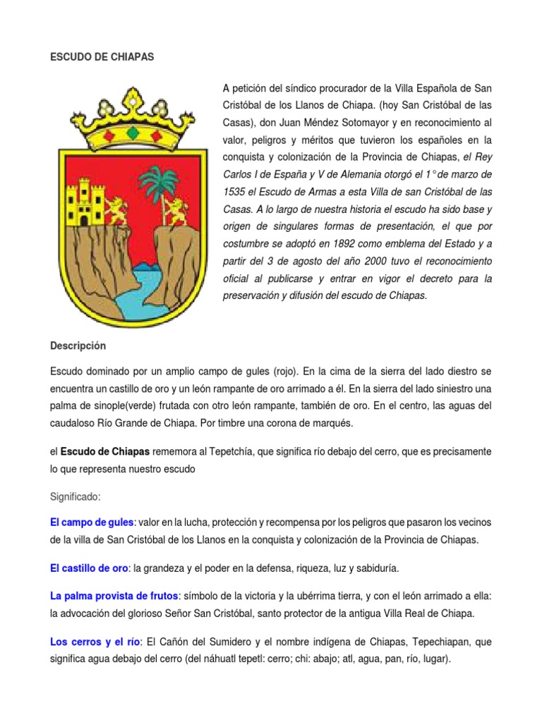 Escudo de Chiapas | PDF | Chiapas | Los símbolos