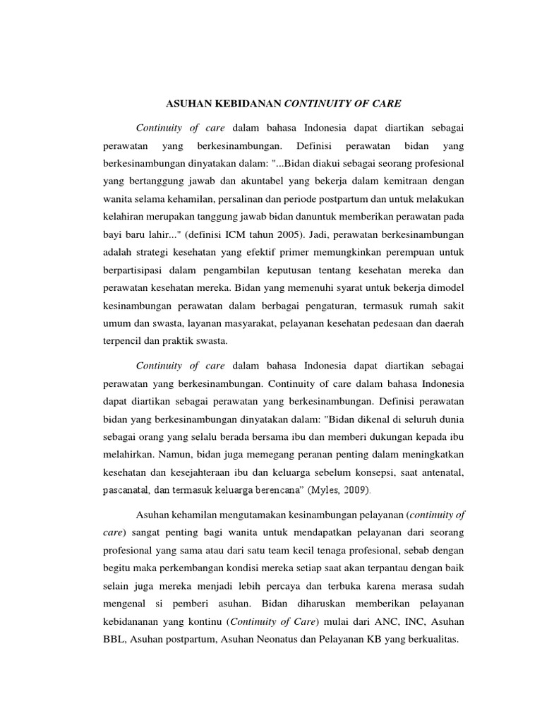 Asuhan Kebidanan Continuity of Care | PDF