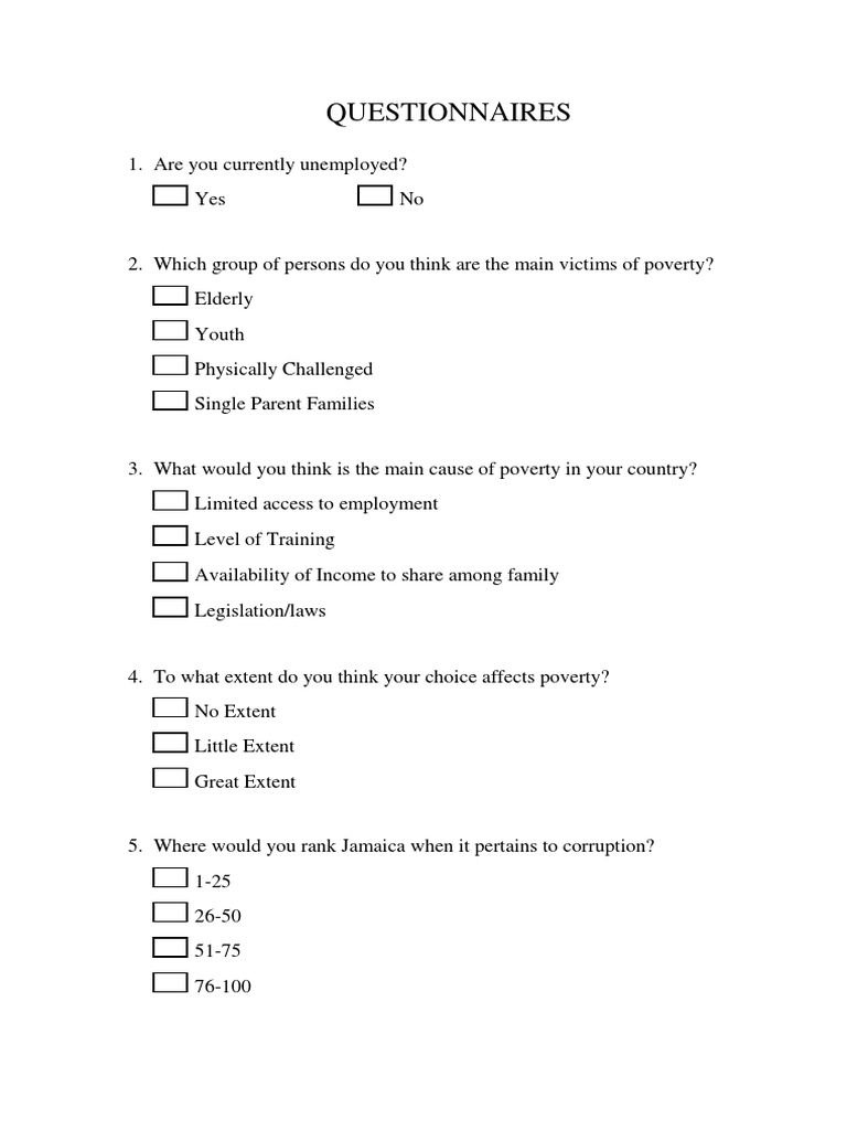 Poverty Questionnaire for Students | PDF | Poverty | Poverty & Homelessness