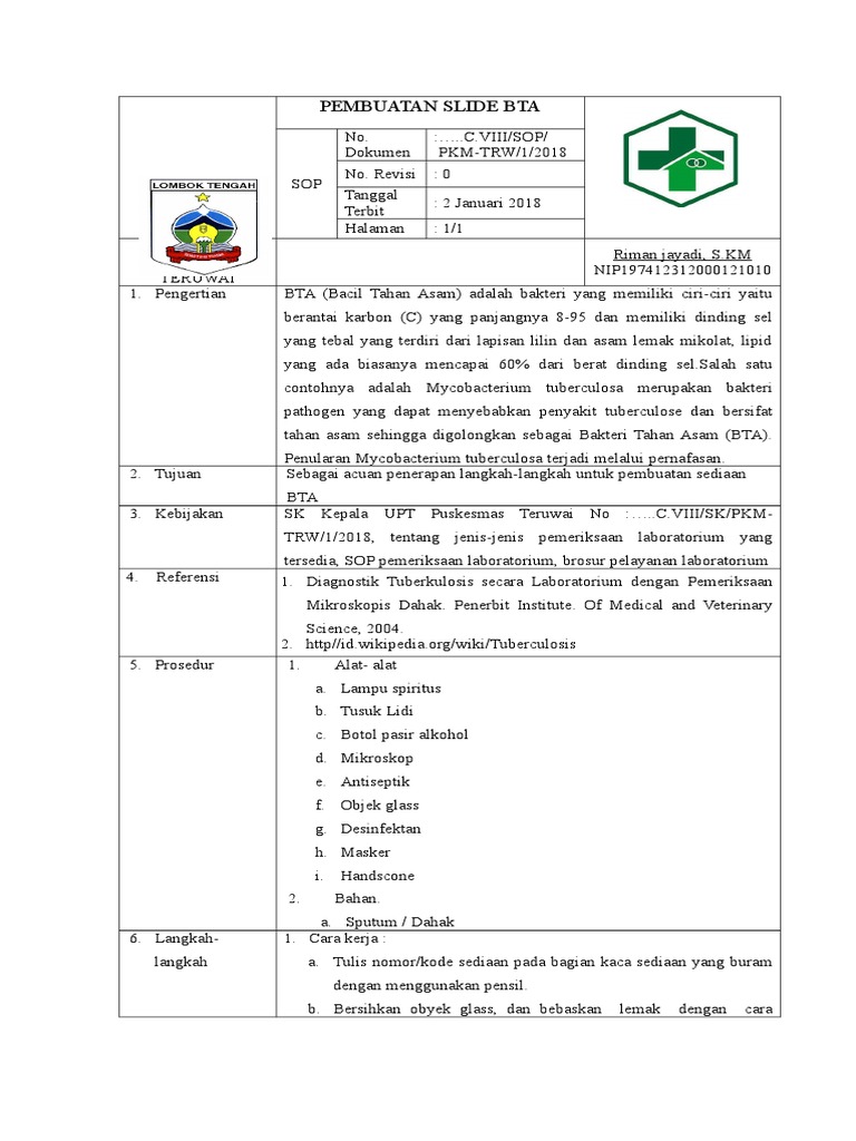 Sop Pembuatan Slide Bta Pdf