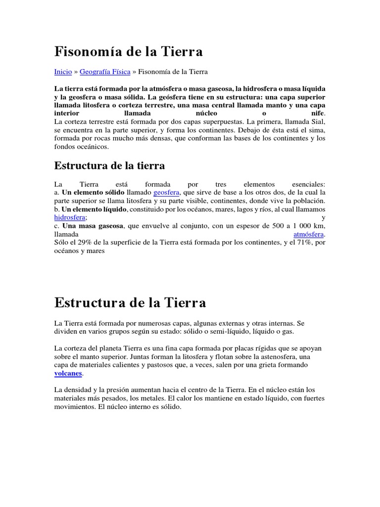 Fisonomía de La Tierra | PDF | Estructura de la tierra | Tierra