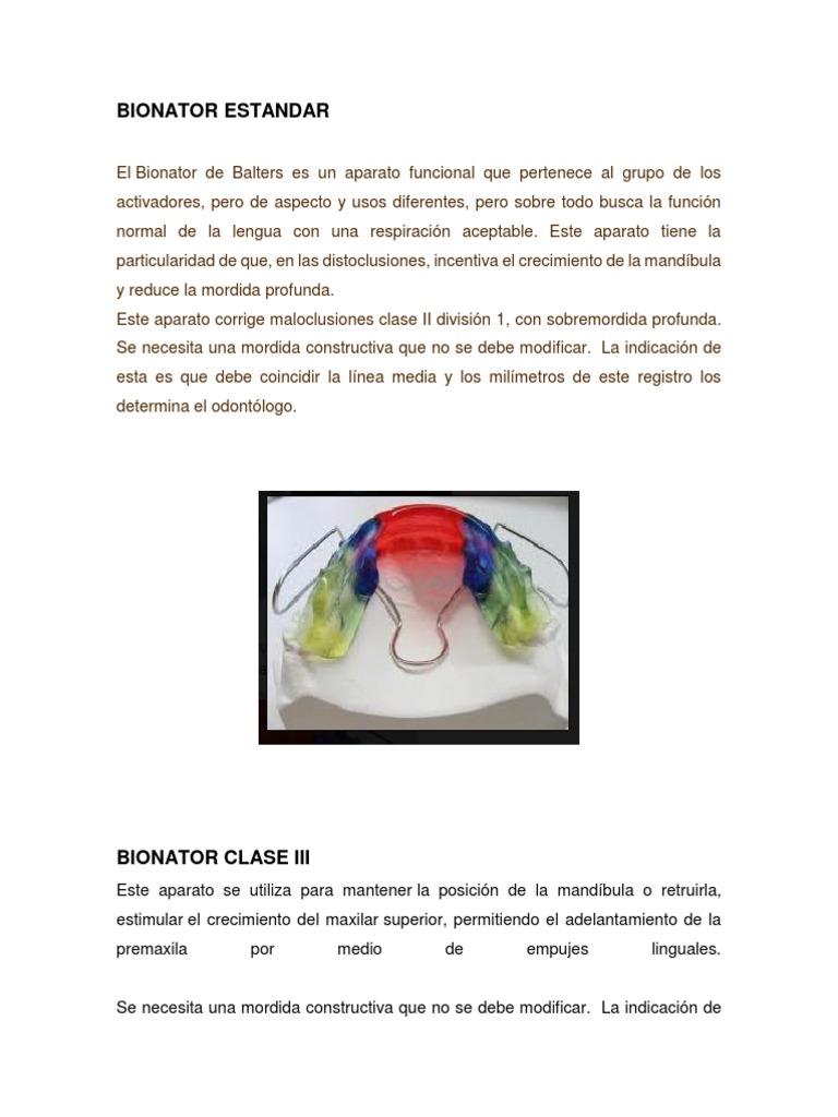 Clasificacion de Bionator | PDF | Boca | Odontología
