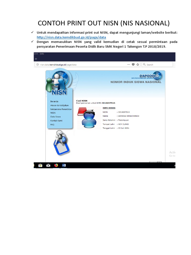 Contoh Print Out Nisn | PDF