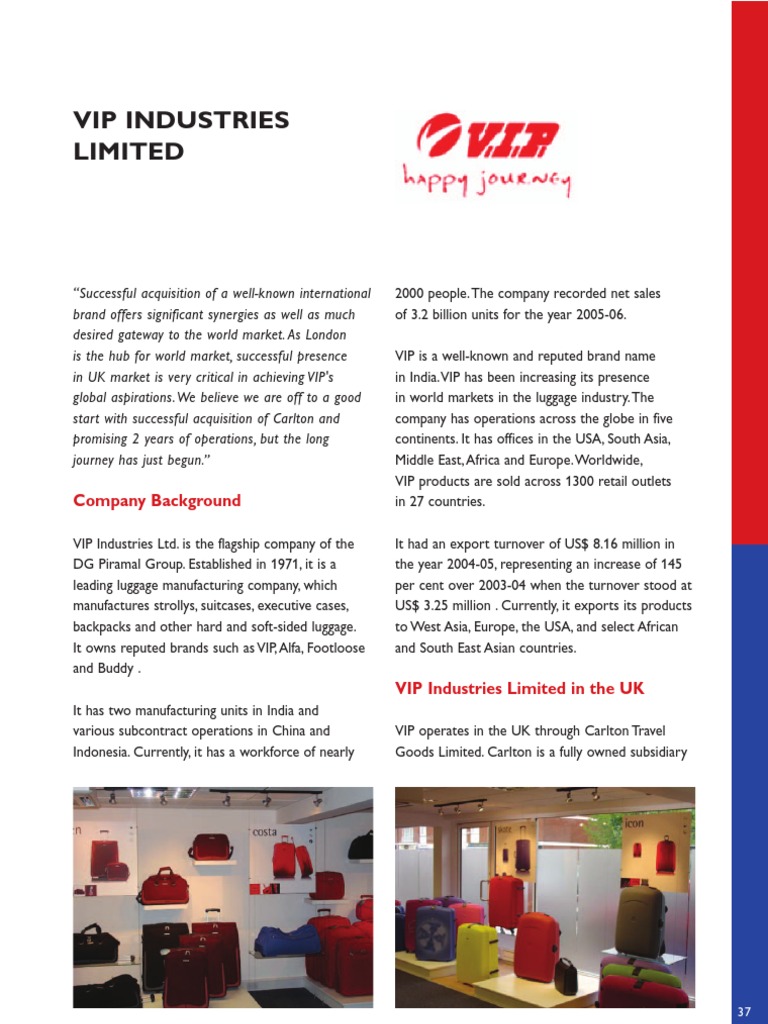 Vip Industries Limited: Company Background | PDF | Research And ...