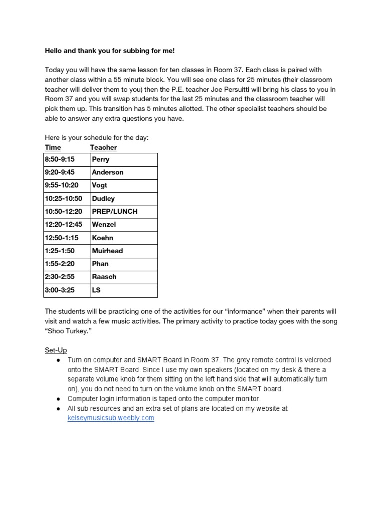 Sub Plans 2-26 | PDF | Classroom