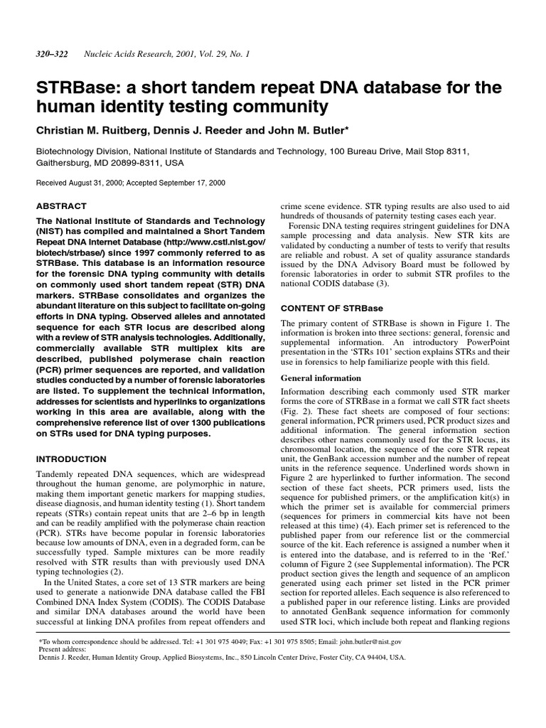 STR Base | PDF | Microsatellite | Dna Profiling