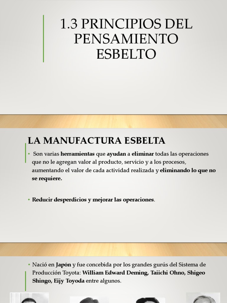 Presentación 1.3 Pensamiento Esbelto | PDF | Lean Manufacturing ...