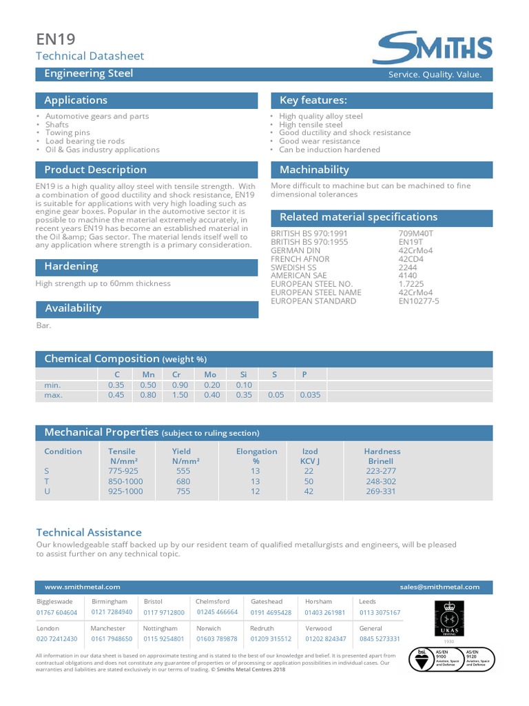 En 19 | PDF | Ultimate Tensile Strength | Strength Of Materials