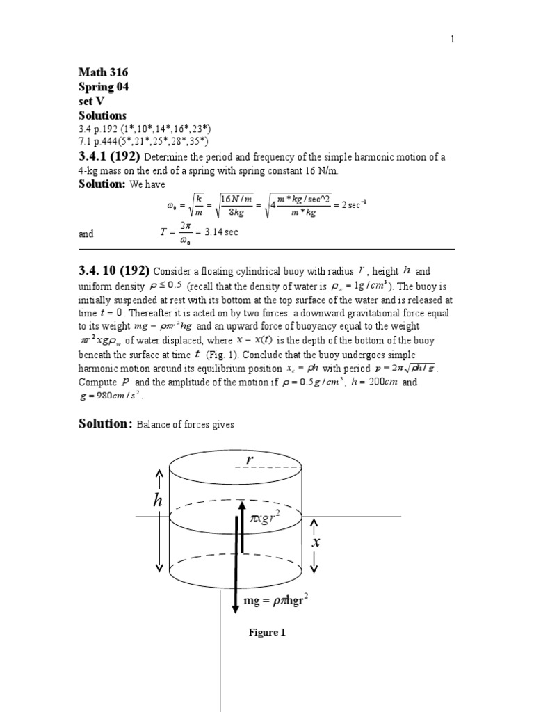 Math 316 Spring 04 Set V Solutions: Sec 2 2 Sec / 4 8 / 16 | PDF ...