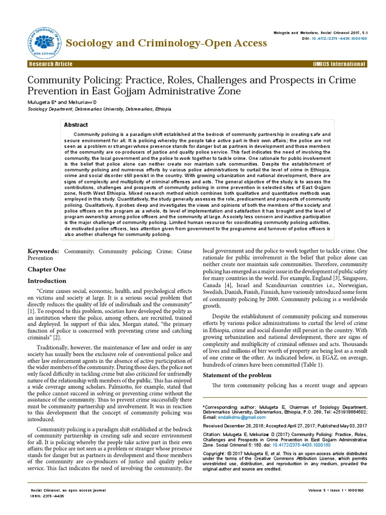 Community Policing Practice Roles Challenges and Prospects in ...