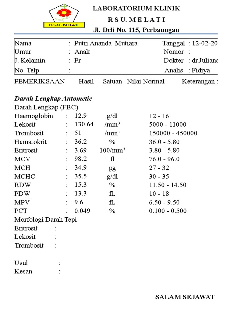 Hasil Lab Hematologi | PDF