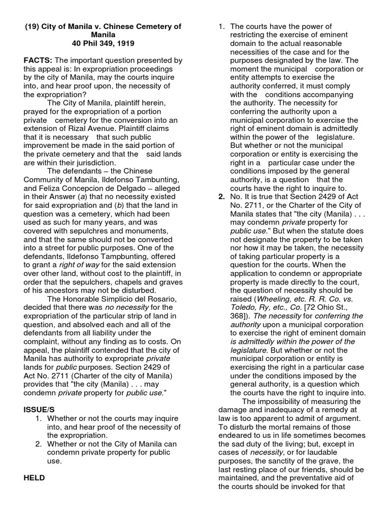 CONSTI 2 Eminent Domain First 23 Cases | PDF | Eminent Domain | Property