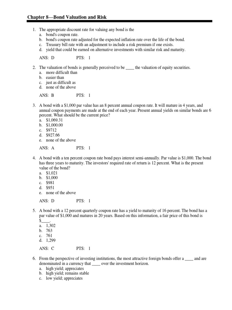 Chapter 8-Bond Valuation and Risk .PDF Qa | PDF | Bonds (Finance ...
