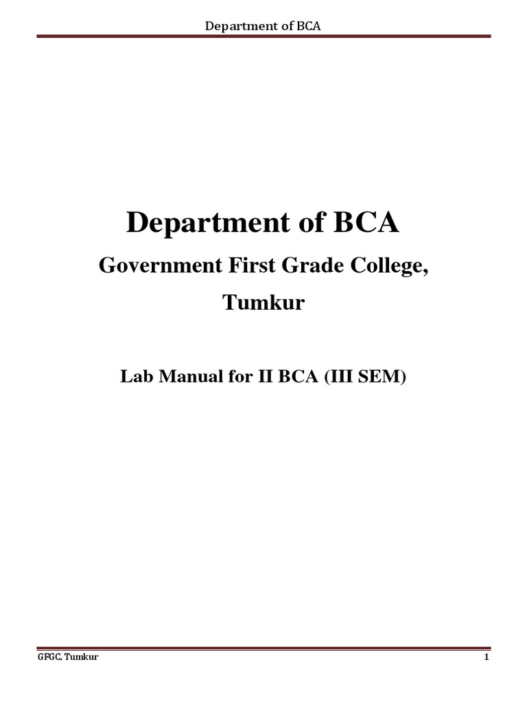Department of BCA: Government First Grade College, Tumkur | PDF | Html ...