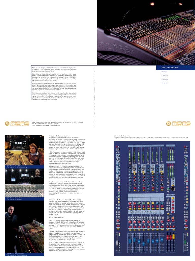 Midas Verona Brochure | PDF | Equalization (Audio) | Recording