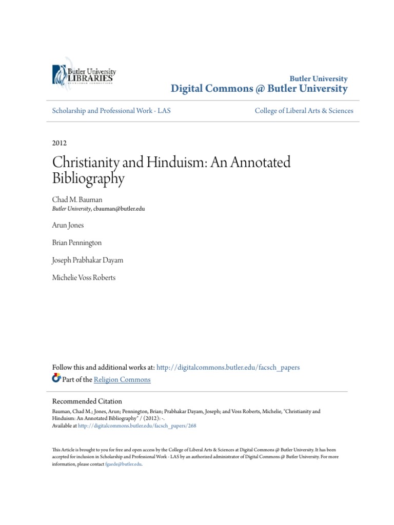 Christianity and Hinduism: An Annotated Bibliography: Digital Commons ...