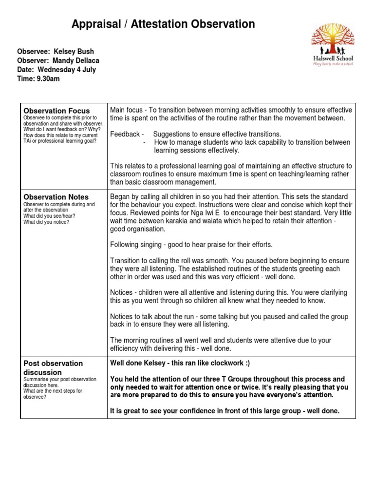 4 July 2018 Observation | PDF | Classroom Management | Attention
