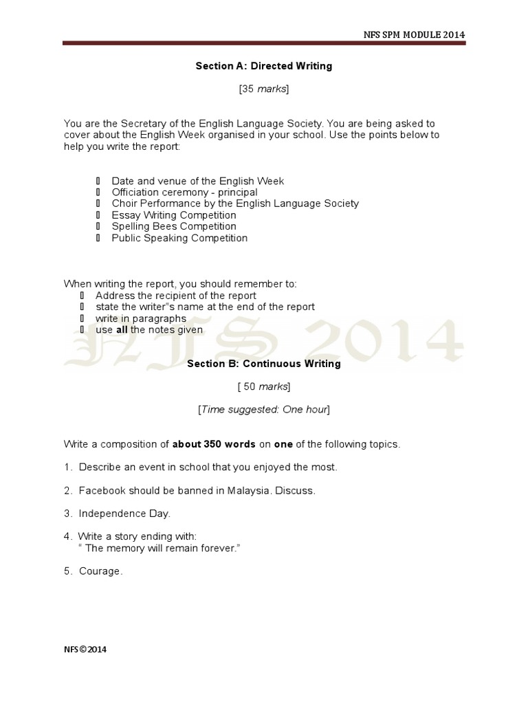 SPM English Language Module Set I 2014 | PDF | Air Pollution