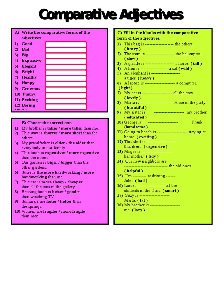 Comparative Adjectives 10163 | PDF