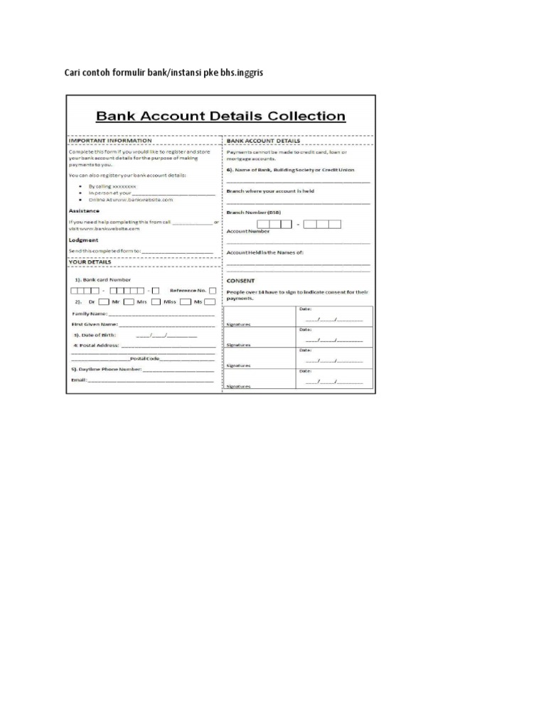 Sample Banking and Institutional Forms in English: Templates for Loan ...