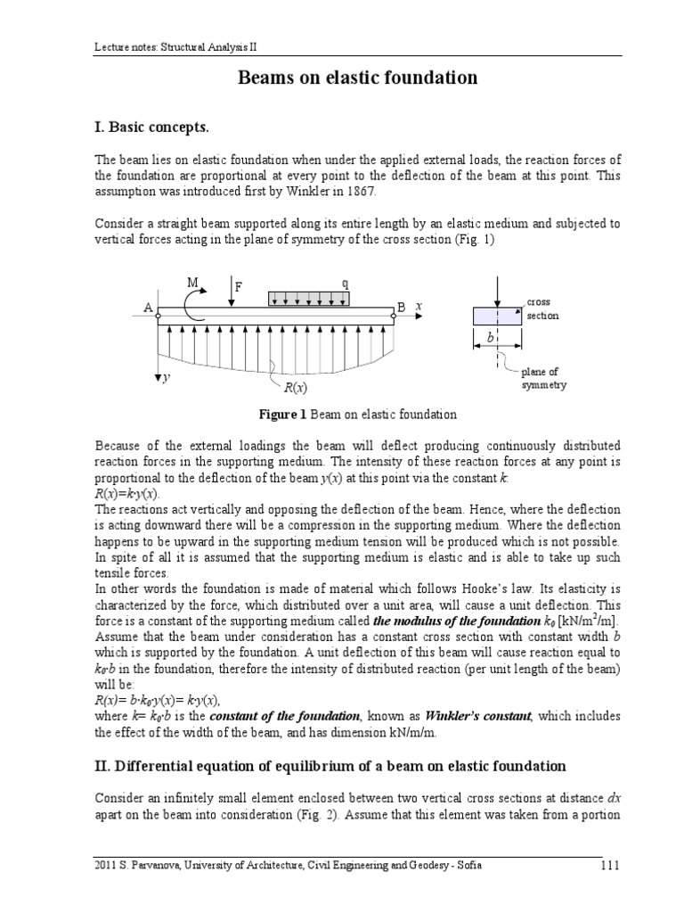 Beams Elastic Foundation PDF | PDF | Beam (Structure) | Bending