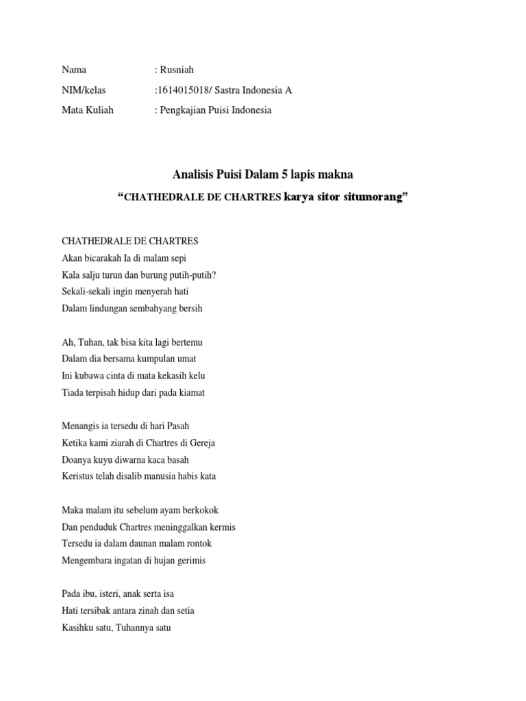 Analisis Puisi Dalam 5 Lapis Makna | PDF | Seni | Puisi