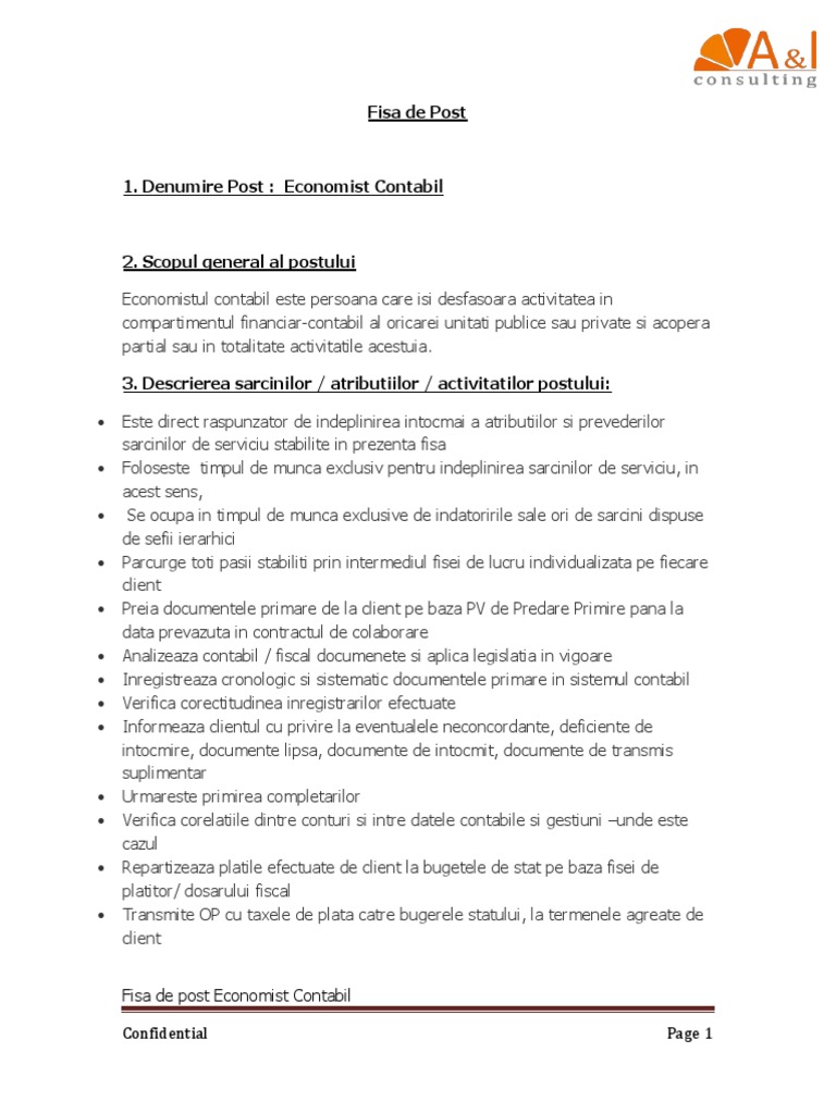 Fisa Post Contabil | PDF