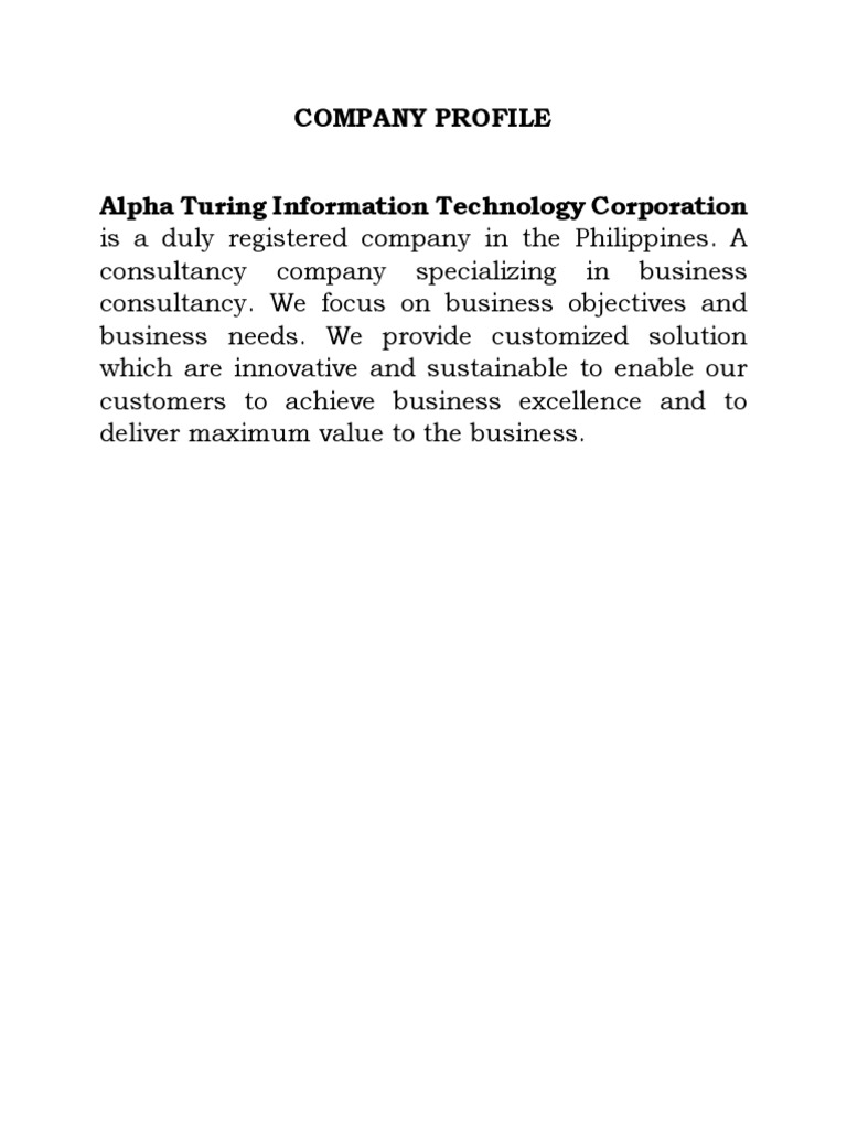 Alpha Turing IT Corporation Profile | PDF