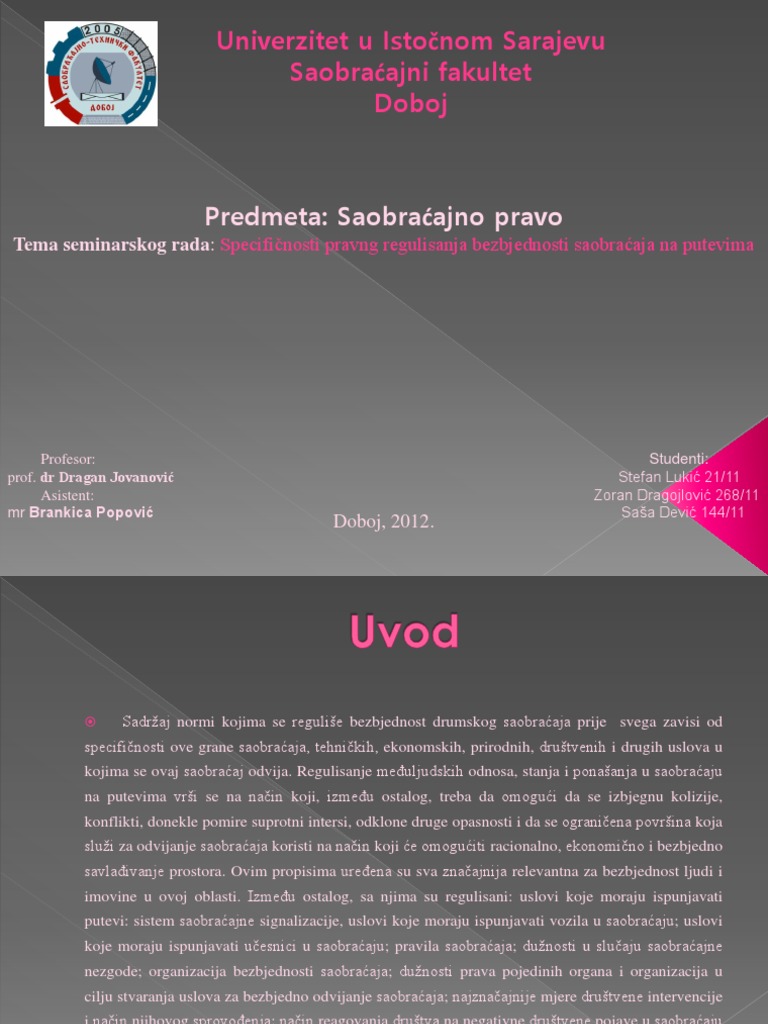 Saobraćajno Pravo - Seminarski Rad | PDF