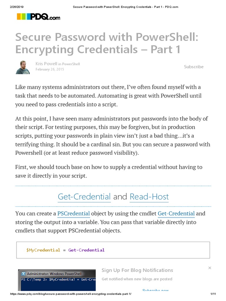 Secure Password With Powershell Encrypting Credentials Part 1 Pdf 2359