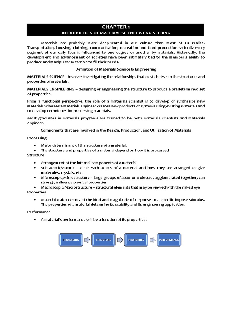 Introduction of Material Science & Engineering: Processing Structure Properties Performance ...