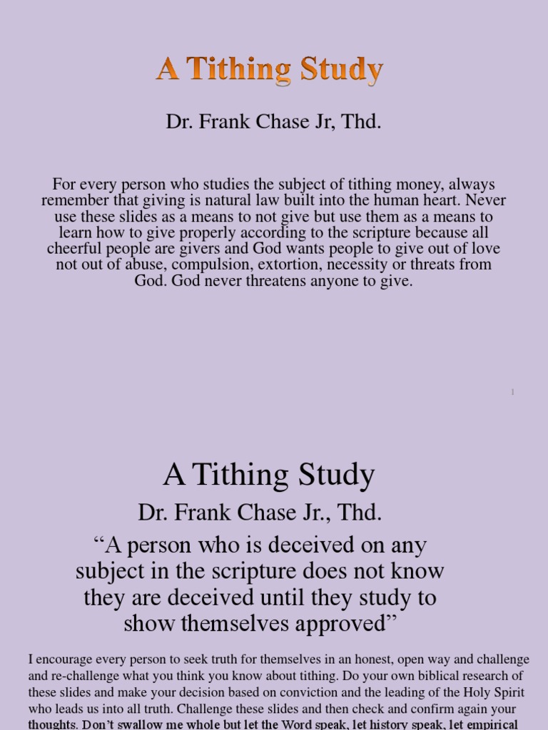 Tithing Is Not A Free Will Offering, New Testament Giving. | PDF ...