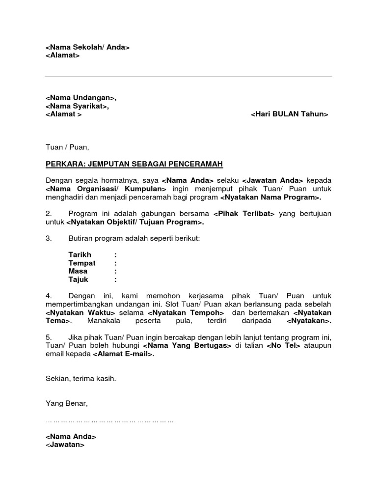 Surat Rasmi Jemputan/Undangan | PDF