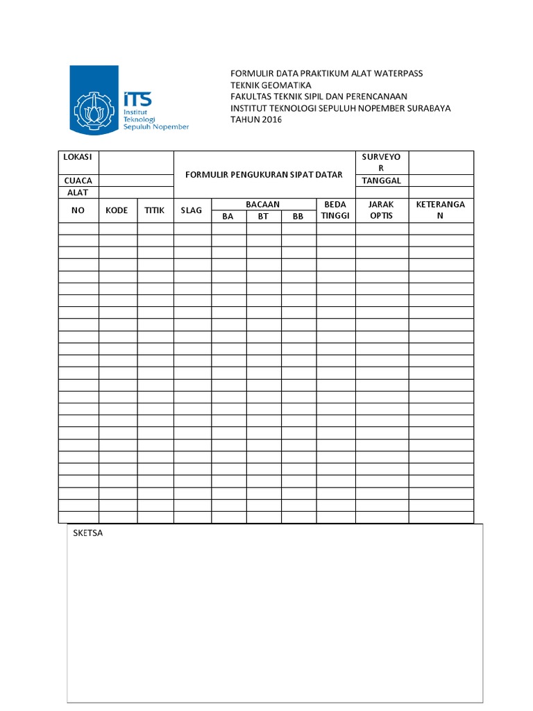 Form Ukur Sipat Datar | PDF