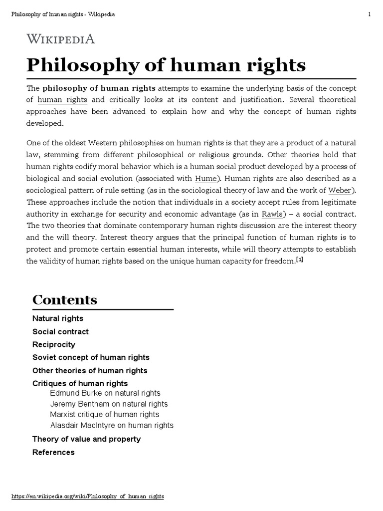 Philosophy of Human Rights - Wikipedia PDF | Download Free PDF ...