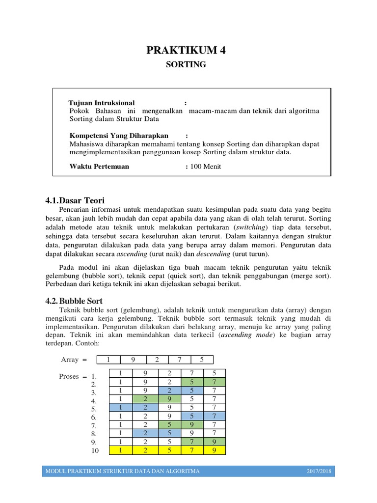 Modul 4 - Sorting | PDF
