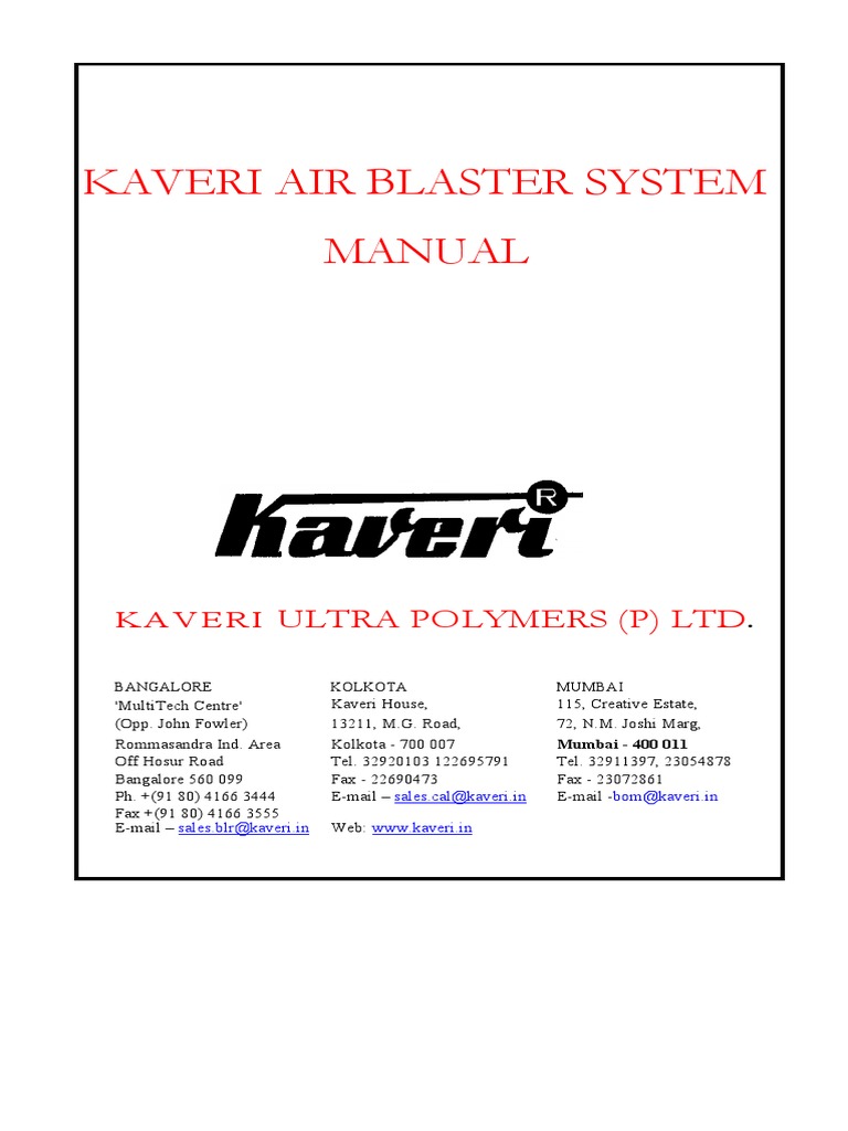 Kaveri Air Blaster System Manual | PDF | Valve | Switch