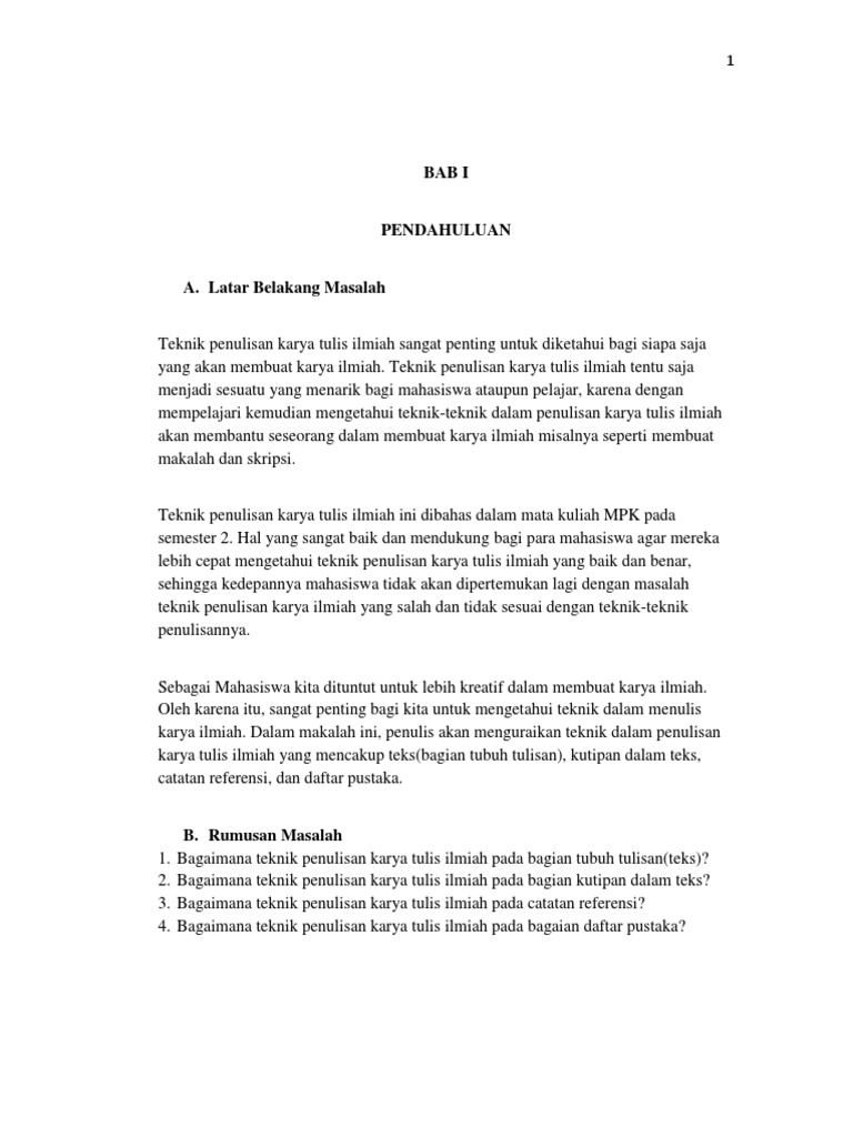 Teknik Penulisan Tugas MPK | PDF