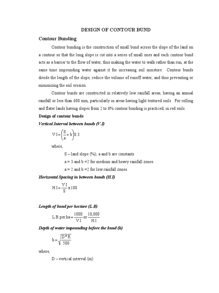 Design of Contour Bunds - Runoff Rates | PDF | Erosion | Surface Runoff