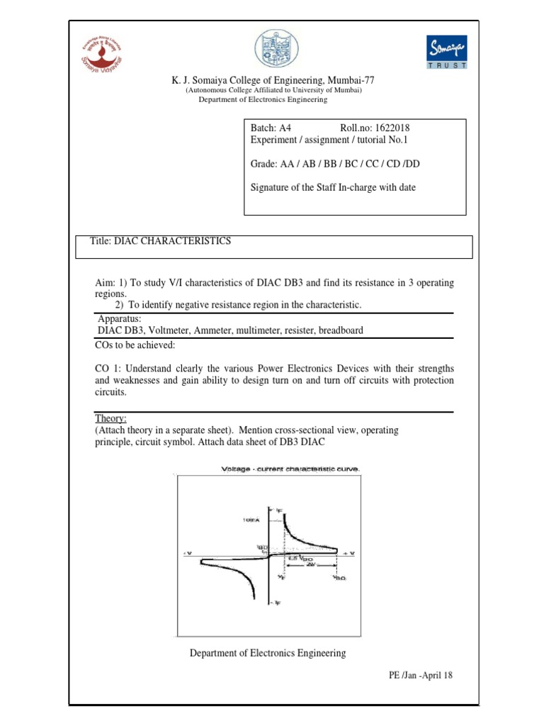 Diac Characteristics | PDF | Electrical Resistance And Conductance ...