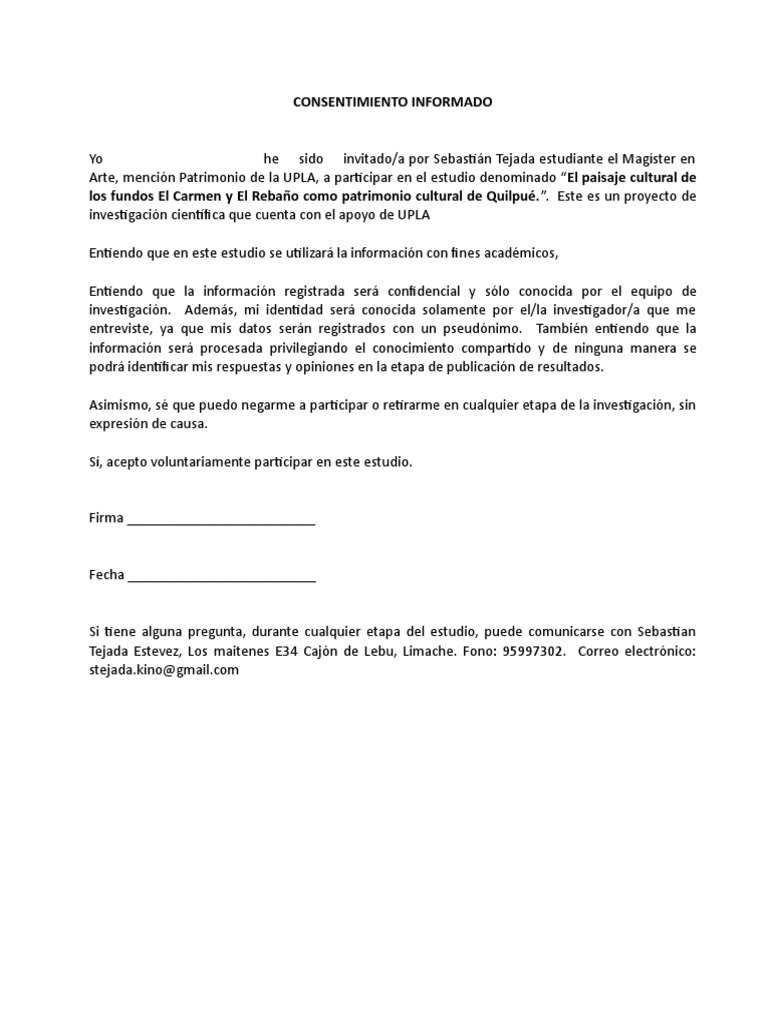 Modelo Consentimiento Informado FINAL | PDF