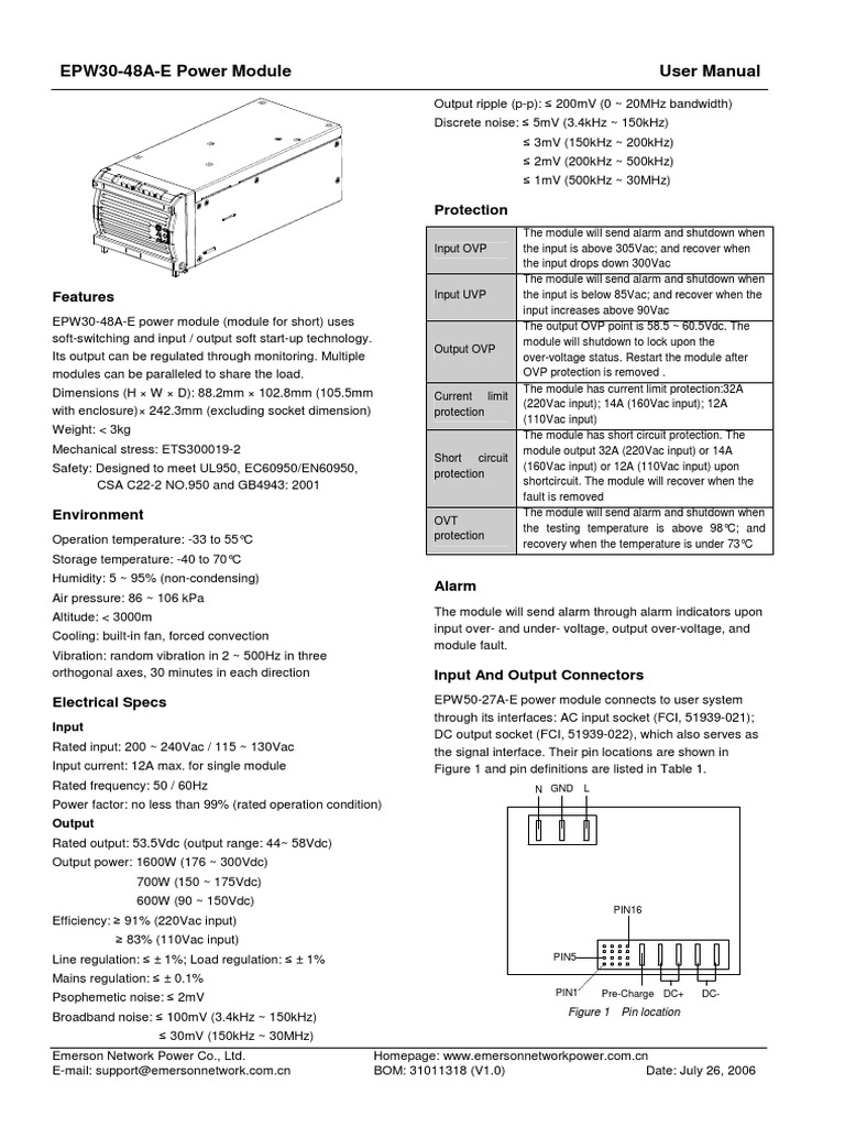FONTE EPW30 48AManual Do Produto | PDF | Direct Current | Mains Electricity