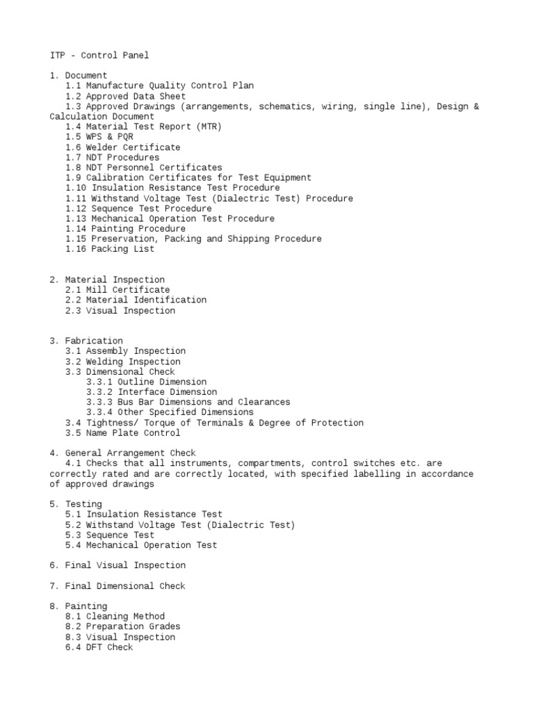 ITP - Control Panel | PDF